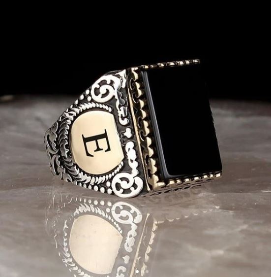 Siyah Oniks Taşlı Erkek Yüzük (YY-038) – Zirve Gümüş